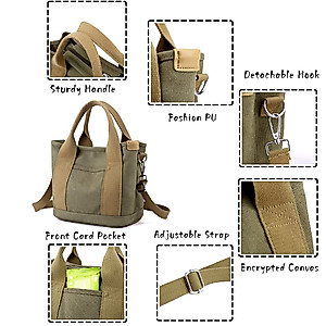 XLXLbb Small Satchel Bag Stylish Mini Tote Shoulder Handbag Canvas Hobo Bag for Women Zipper Organizer Pockets Beautiful color Canvas Tote Crossbody Bags(Khaki)