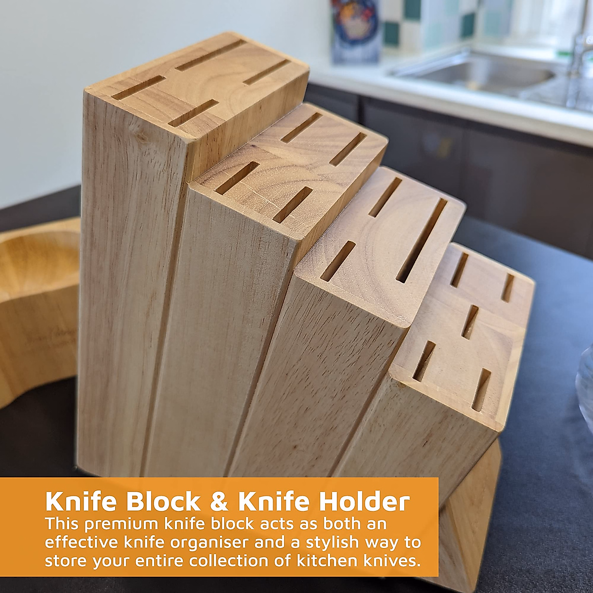 Chef Universal Knife Block Without Knives | 16 Slot | Durable Knife Block & Storage | by Jean Patrique