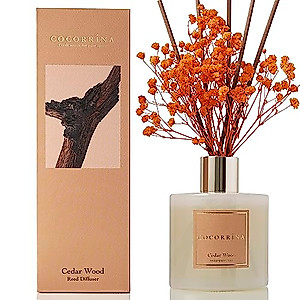 Cocorrína Reed Diffuser Sets - 6.7 oz. Cedar Wood Scented Diffuser with 8 Sticks Home Fragrance Essential Oil Reed Diffuser for Bathroom Shelf Decor