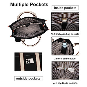 Laptop Bag for Women 15.6 Inch Lightweight Canvas Tote Bags Teacher Work Bag for School Travel