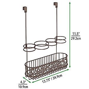 mDesign Bathroom Over the Cabinet Door Hair Care & Styling Tool Organizer Storage Basket for Hair Dryer, Flat Iron, Curling Wand, Hair Straighteners, Brushes - Bronze