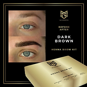 Eyebrow Henna Tint Kit Dyes Brow Hair | BONUS VIDEO TUTORIAL | Professional Salon & At Home DIY Brow Coloring kit | Vegan Cruelty Free | Complete Kit Instant Semi Permanent Coloring | MG COSMETICS