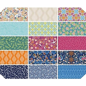 FlashPhoenix Quality Sewing Fabric – Charm Pack - Valori Wells Enchanted 100% Cotton Fabric 42 Precuts 5 x 5