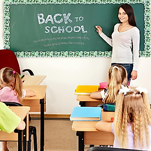 49ft Eucalyptus Die-Cut Border Trim Bulletin Board Classroom Border Trim Eucalyptus Themed Border Sticker for Photo Wall Bulletin Boards Desks Display Home and School Decorations Green