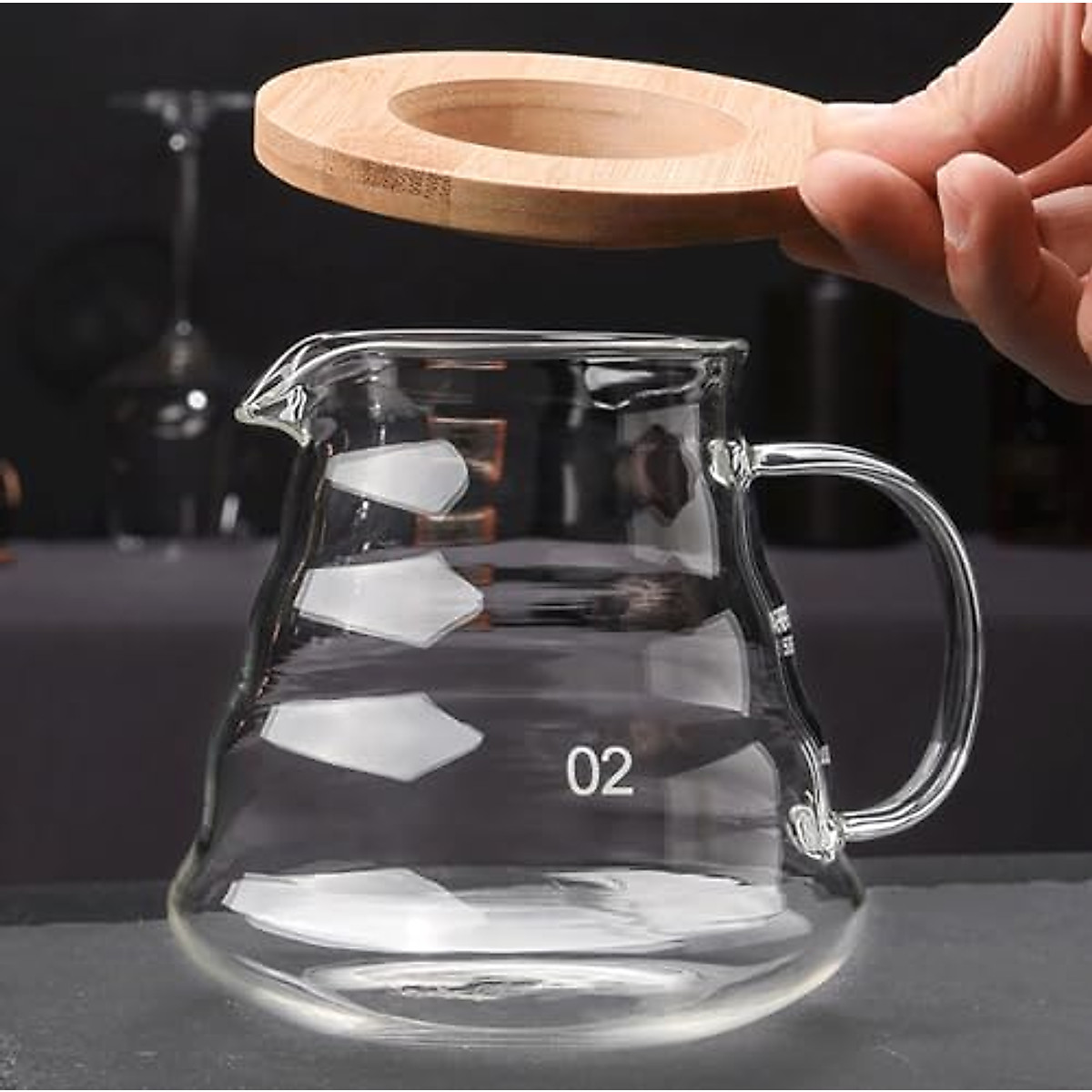 COFISUKI Pour Over Coffee Maker - 20 OZ /600ML Coffee Server with Glass Coffee Dripper, Stylish and Elegant 2 IN 1 Dripper Coffee Maker Kit Coffee Maker for Home or Office, 1-5 CUPS