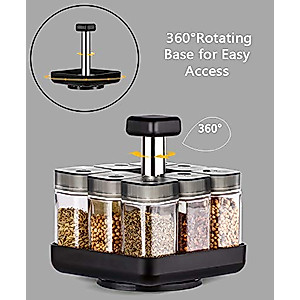 Revolving Spice Rack Organizer Caddy, Rotating Spice Storage for Cabinet and Kitchen, 8 Jar Herb and Spice Countertop Spice Rack(Spices Not Included)
