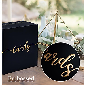SietDESEO Card Box for Party Black Card Box with Matte Gold Foil Design Money Card Box Gift Card Box Holder for Wedding Reception Retirement Graduation Baby Shower Birthday Card Box