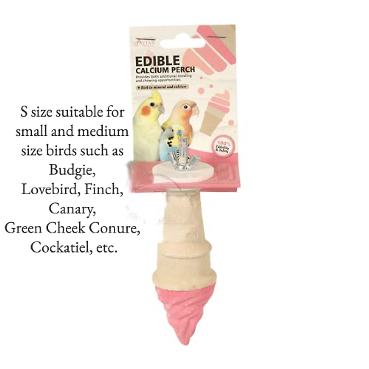 Bird Toy, Parrot Cage Chewing Toys, Parrot Perch Stand, Ice Cream Shape Totoro Squirrel Hamster Calcium Teeth Mouth Molar Grinding Stone Parrot Beak Stone Stand Platform (Small)