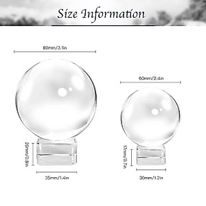 SPOKKI 2 Pack Crystal Ball with Stand for Photography, 2.36in/3.15in K9 Crystal Lens Ball Photography Accessories, Large Crystal Ball with Pouches and Cleaning Cloths, Fortune Telling Ball Prop