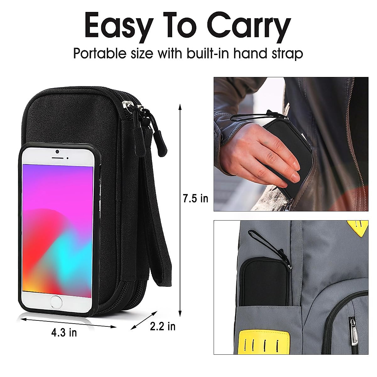 Tildaks Travel Electronic Organizer Pouch Bag, 3 Compartments Portable Electronic Phone Accessories Storage Multifunctional Case for Cable, Cord, Charger, Hard Drive, Earphone(Pink)