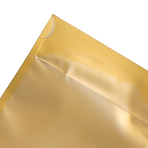 QQ Studio Pack of 100 Translucent Front Matte Gold Poly Plastic Resealable Bags (1.7oz (4" x 6"), Gold Stand-Up Pouch)