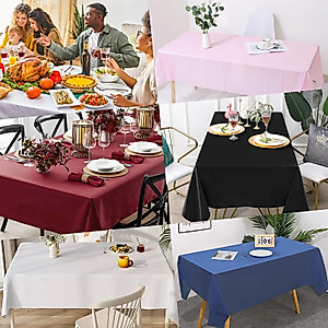 XSEINO 8 Pack 54" x 108" Premium Black Plastic Table Cloth,Disposable Rectangle Tablecloths Waterproof Table Cover for Birthday Wedding Anniversary Graduation Party Decorations Supplies