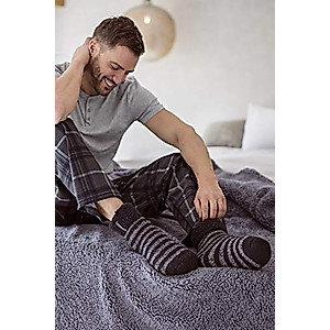 HEAT HOLDERS Mens Luxury Cozy Soft Fleece Lined Fluffy Bed Socks for Sleep (Charcoal (Lumi), 7-12)