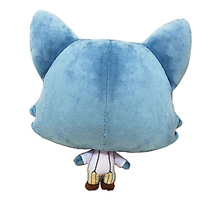 Lopbraa Wolf Plush Blue Wolf Stuffed Plushie Anime Figure Toy Home Table Decor Gift for Kids 12“
