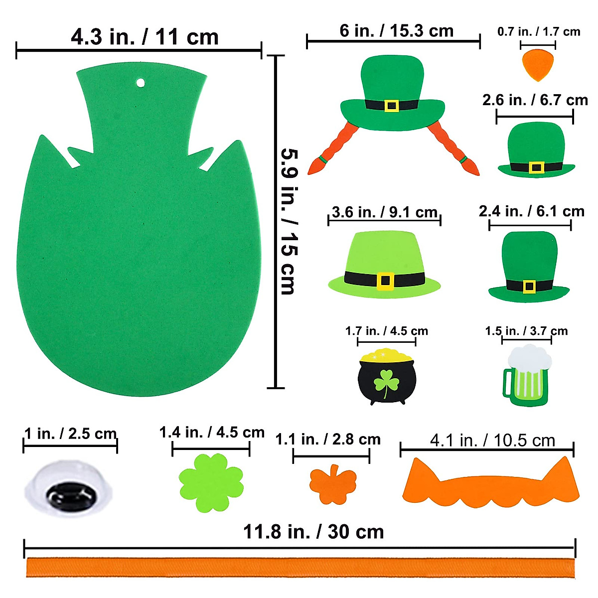 24 Sets St. Patrick's Day Decorations Owl Shamrock Ornaments DIY St. Pat's Craft Kits Assorted Owl Four-Leaf Clover Irish Lucky Shamrock Foam Stickers for Kids Classroom Home Activity Gift Art Project