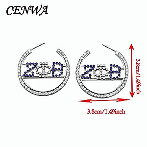 CENWA ZPB Rhinestone Drop Earring 1920 Greek Sorority Jewelry Gift for Finer Women(round- Earrings)