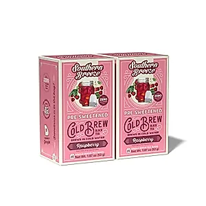 Southern Breeze Cold Brew Sweet Tea Raspberry Iced Tea with Black Tea and Zero Carbs Zero Sugar, 20 Individually Wrapped Tea Bags (Pack of 2) Southern Sweet Tea Iced Tea Beverage
