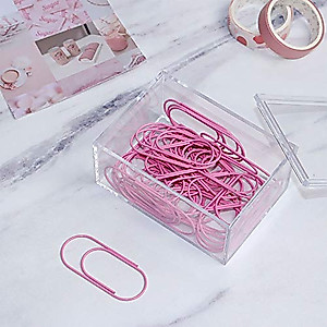 Cute Jumbo Paper Clips, Multibey 2" Non-Skid Metallic Large Wide Paperclips Bookmark in Reusable Holder Office School Supplies Desk Organizer, 50mm 30PCS Per Box (Pink/Rose Red))