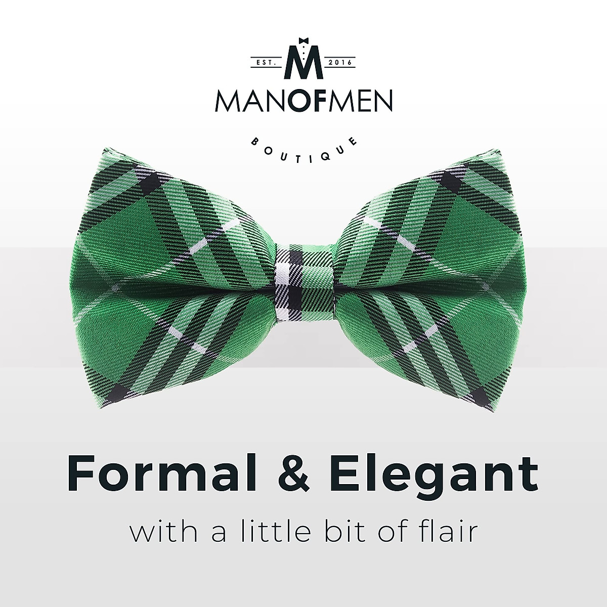 Man of Men Green Bow Ties for Men, Green Bow Tie, Green Bowtie - Green Plaid