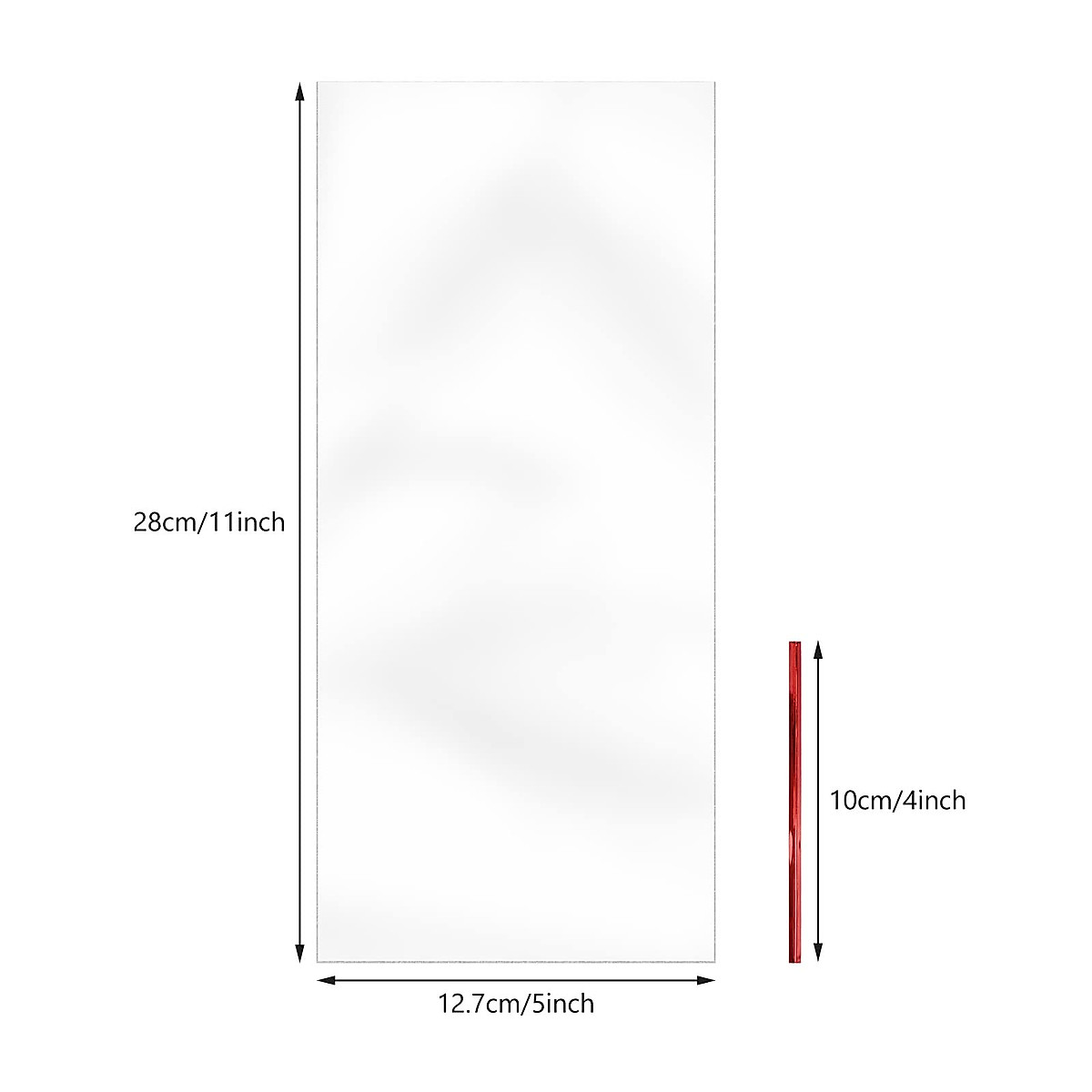 100PCS Cellophane Bags 5x11 inches, Clear Treat Bags with 4’’ Twist Ties, Plastic Cello Bags - 1.4 mils Thick OPP Rice Crispy Bags for Gift Goodie Favor Candy Cake Pop Birthday Party Cookies (5’’ x 11’’)