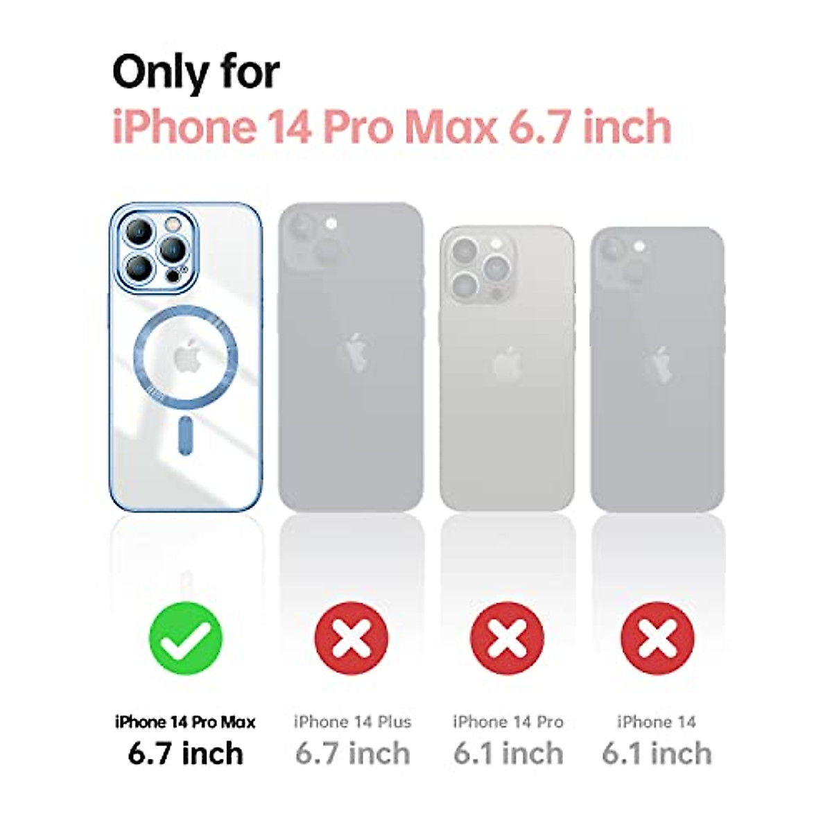 Meifigno Candy Mag Series Designed for iPhone 14 Pro Max Case, [Compatible with MagSafe & Full Camera Lens Protection] for Women Girls, Soft Magnetic Case for iPhone 14 Pro Max 6.7’’, Blue