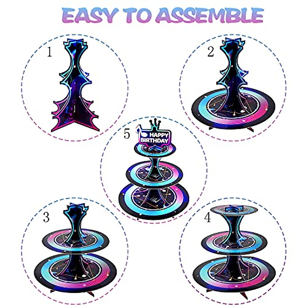 Vonwitun Cupcake Stand Party Supplies 3 Tiers Large Space Trending Party Decoration Cupcake Tower Dessert Serving Tower for Birthday, Party, Music Festival, Wedding