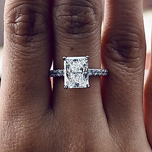 Jolics Radiant Cut 7x9mm 3ct Simulated Diamond White Gold Plated 925 Sterling Silver Engagement Ring size 5-10 (7)