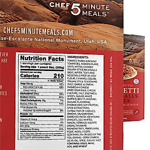 Chef 5 Minute Meals Spaghetti with Meatballs in Sauce Backpack Meals