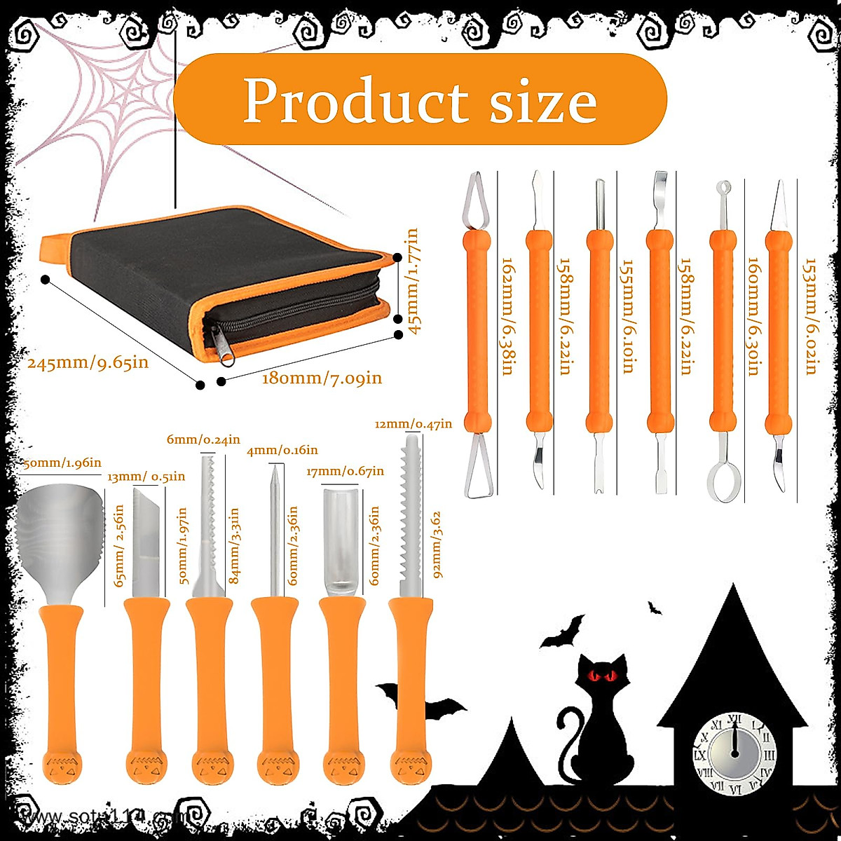 Qivine Pumpkin Carving Tools Pumpkin Carving Kit, Halloween Pumpkin Carving Kits Carving Pumpkins with Storage Bag, 13Pcs Carved Pumpkins Pumpkin Cutter for Halloween Pumpkin Decorations