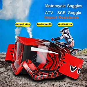 June Sports Motorbike Goggle Glasses Kids Teens Youth MotorCycle Goggles Cycling Clear Vision UV Protection Dust Wind Proof Motocross Dirtbike Racing Dirt Bike Goggle Children Green KG4