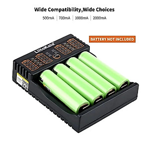 4-Bay USB 18650 Battery Charger with Led Light,Universal Battery Charger for 3.8V 3.7V IMR 18650 26650 RCR123A 14500 16340 LiFeO4 1.2V Ni-MH Ni-Cd AA AAA Battery