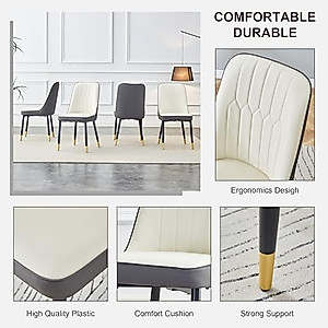 Henf 7-Piece Dining Set Modern Table and Chair Set for 6, Faux Marble Top Dining Table with 6pcs White&Gray Dining Chairs, 63'' White Dining Room Table with MDF Base, Kitchen Table Set for 6