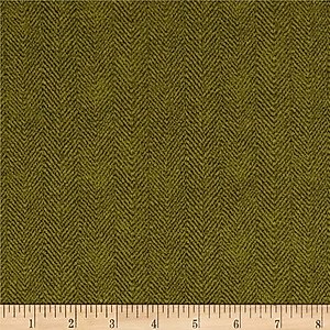 Maywood Studio Woolies Flannel Herringbone Green, Fabric by the Yard