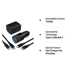 Type C Charger Fast Charging Block for Samsung Galaxy A14,A13 5G,A54,S23,A03s,S21 FE,A53 5G,S22 Ultra,Z Fold 4,S20 FE,20W PD 3.0 USB C Wall Charger 38W Car Adapter+2 PCS Android 6ft USB C-to-C Cable