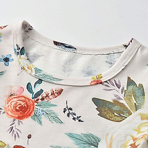 3PCS Baby Girl Clothes Ruffle Floral Shirt Tops Pants Headband Outfit Sets (Yellow, 9-12 Months)