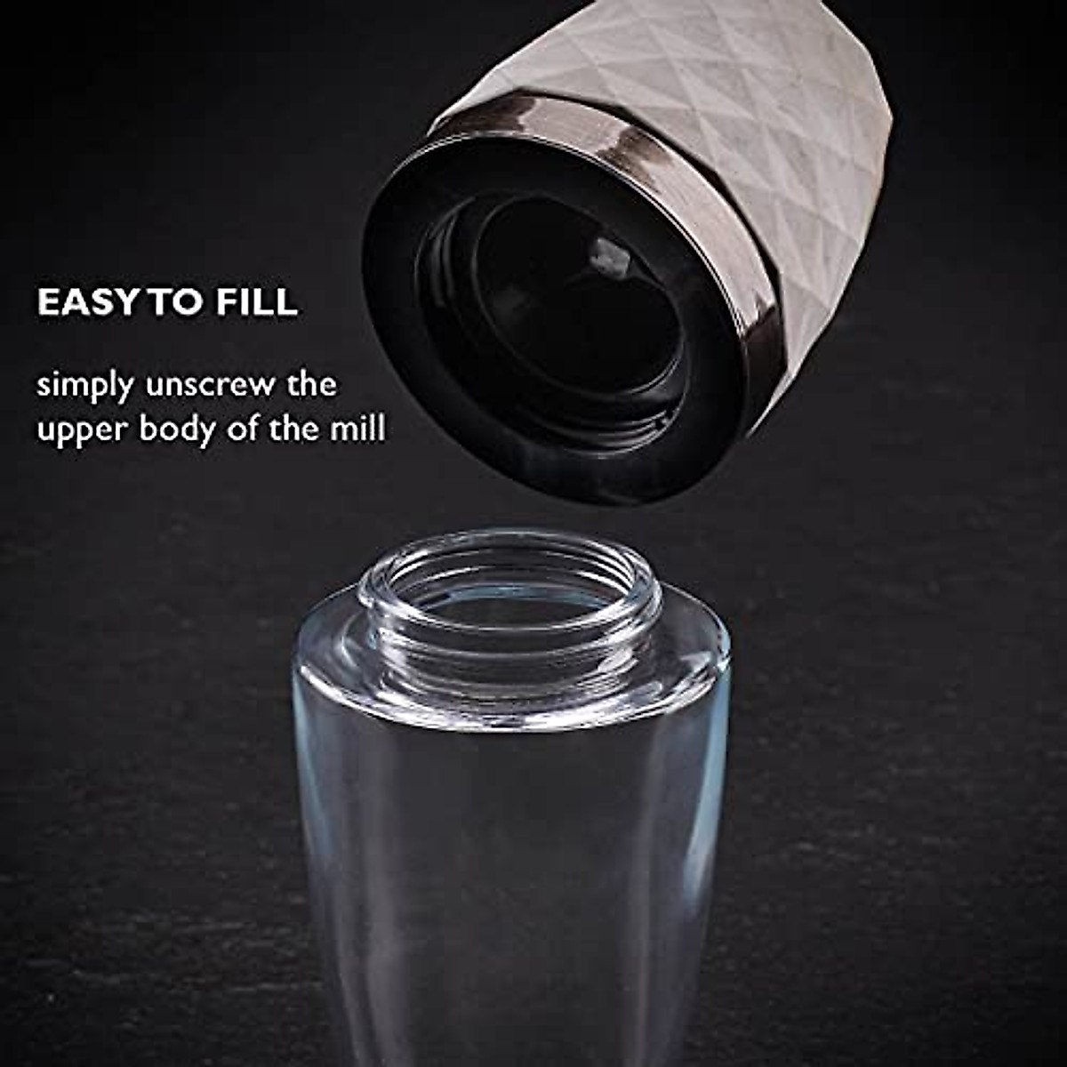 Cole & Mason H321806 City Salt and Pepper Mills | Precision+ Stemless | Concrete/Acrylic | 160 mm | Gift Set | Includes 2 x Salt and Pepper Grinders | Lifetime Mechanism Guarantee