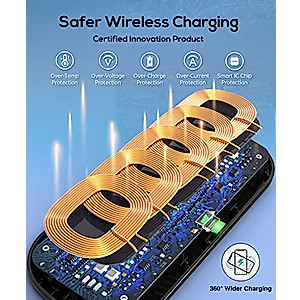 GuMosh Dual Wireless Charger- 5 Coils No Sweet Spot Charging Fast Wireless Charging Pad Qi Charging Station Compatible with iPhone 13/12/11/11 Pro Max/XS, Galaxy S20/S10, AirPods 3(with Adapter)