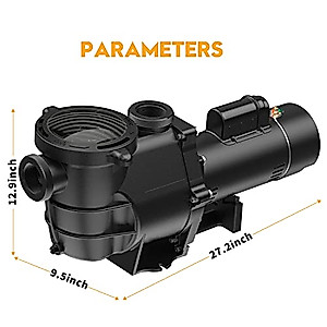 BRIOPAWS 2HP Dual Speed Pool Pump, 6420GPH Flow, 66FT Head Lift, 1.5" and 2" Fittings, Self-Priming Water Pump for Inground/Above Ground/Seawater Pools and Hot Tubs, ONLY 230V 60HZ AC