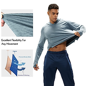 Haimont Men's UPF 50+ Sun Protection Hoodie Shirt Long Sleeve Rash Guard Fishing SPF Outdoor UV Shirt Lightweight, Haze Blue, XL