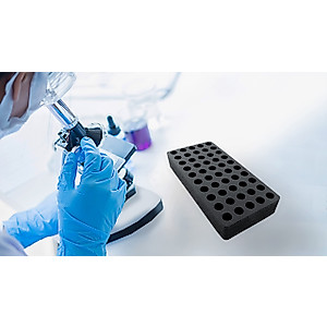 Polar Whale HPLC 4ml Vial Rack Black Foam Storage Rack Organizer Stand Transport Holds 50 Vials Fits up to 15mm Diameter Vials