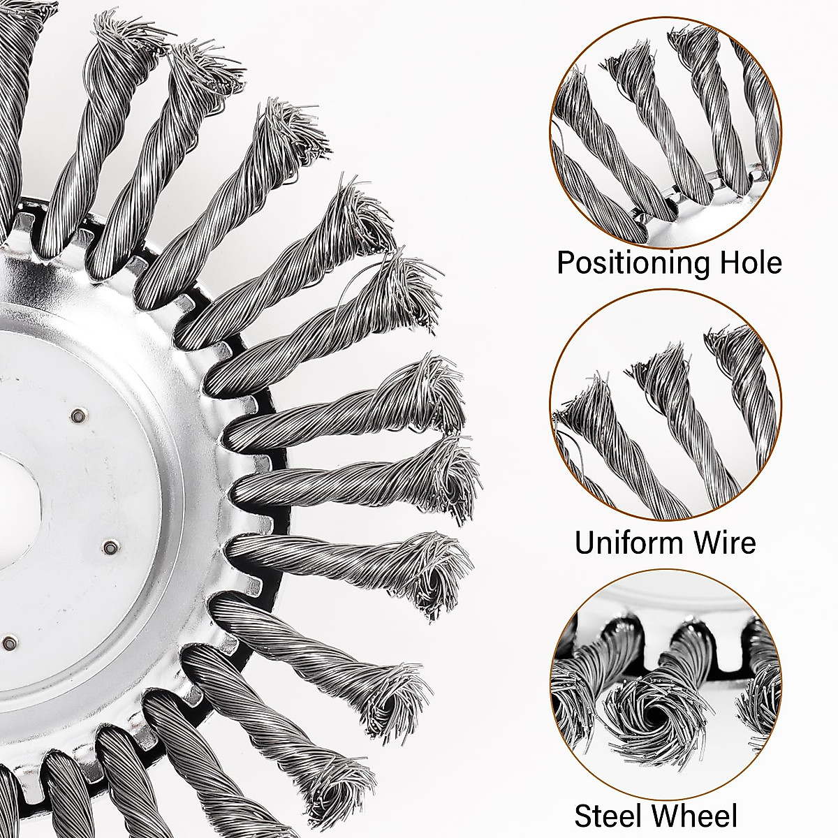 Barafat 8Inch Steel Weed Eater Trimmer Head, Wire Rotary Brush Weed Blade Cutter with Universal Adapter Kit Compatible with Stihl, Husqvarna, Gardening Lawnmower, Moss Grass Rust Removal