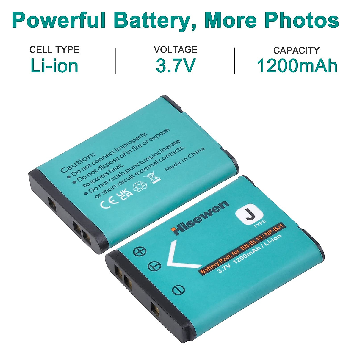 Hisewen EN-EL19 Battery 3 Pack and Dual USB Charger kit for Nikon Coolpix S32, S33,S100, S2800, S3100, S3200, S3300, S3500, S3600, S3700, S4100, S4200, S4300, S5200, S5300, S6500, S6800, S7000