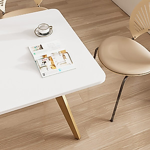 Comfy to go 47.2" Dining Table for 4-6 Person - Rectangular Kitchen Table with Soild Wood Legs Mid Century Modern Table for Dinning Room, Kitchen, Living Room (White)