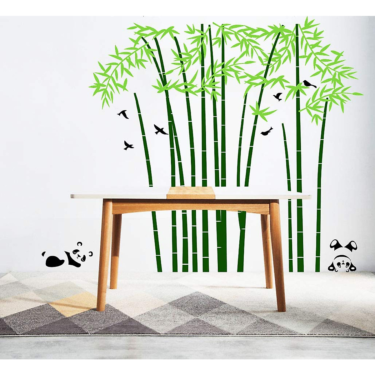 Mix Decor Tree Wall Sticker - Cute Panda Bamboo Tree Wall Decal Large Family Forest for Livingroom Kid Baby Nursery Room Decoration Party Birthday Gift,75x79 Inch Green
