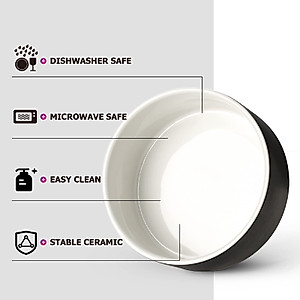 Y YHY Ceramic Dog Bowls, 32 Oz, Matte Black, Bamboo Stand, Suitable for Multiple Pets