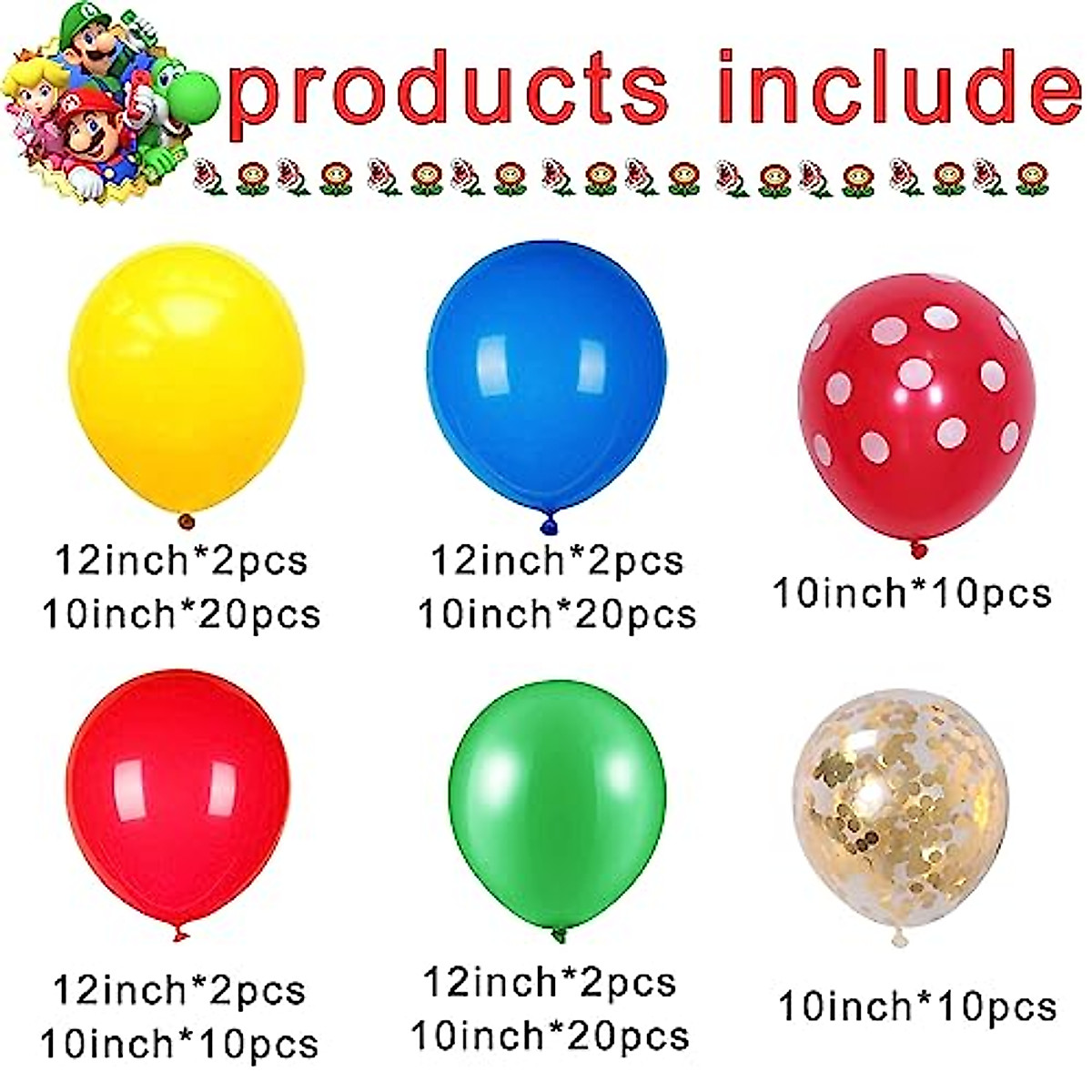 Super Bro Party Decoration Balloon Garland Arch Set, Girl and Boy Birthday Party Supplies,Super Bro Foil Balloon Latex Balloon, Used for Super Bro Themed Birthday Background Decoration