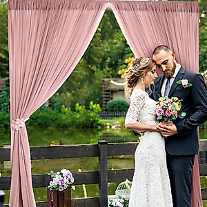 BBTO 2 Panels Dusty Rose Backdrop Curtains for Parties Wedding Pink Backdrop Curtains Polyester Wrinkle Free Window Curtains for Ceremony Party Birthday Bridal Shower Graduation Decorations 5ft x 10ft