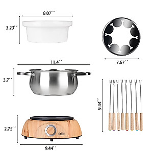 Artestia Electric Fondue Pot Set for Melting Chocolate Cheese, 1500W Cheese Fondue Pot Sets with Temperature Control for Meat Fondue Party, 8 Colored Fondue Forks