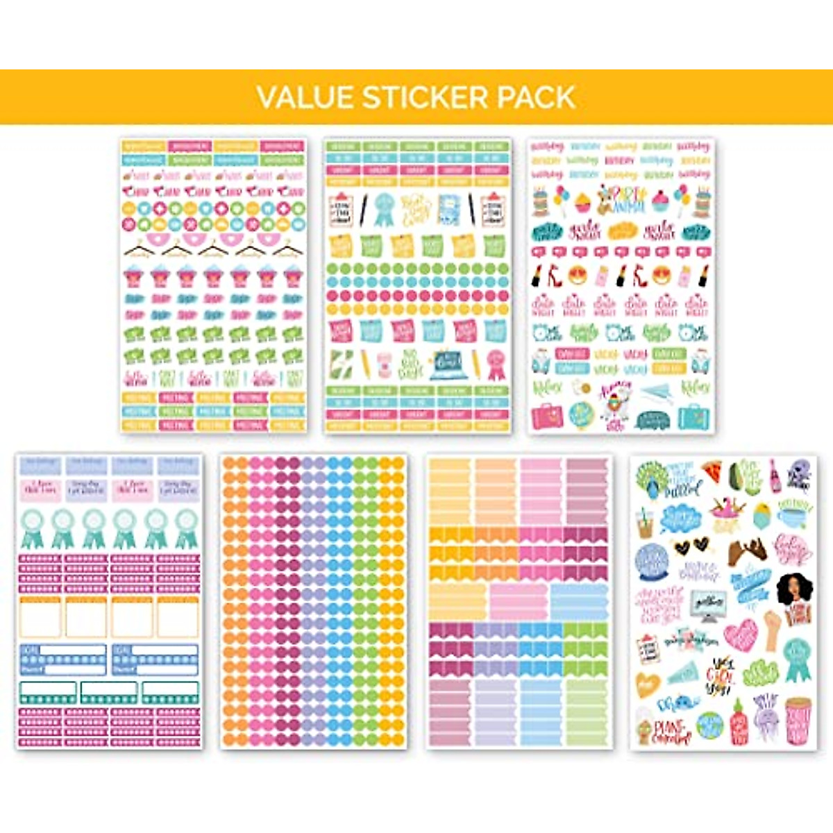 bloom daily planners Planner Sticker Value Pack (13 Unique Sheets / 1,000+ Aesthetic Stickers) - New Variety Assortment Bundle for Planning & Decorating