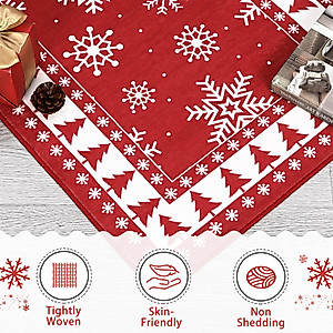 CAROMIO Christmas Hallway Runner Rug Holiday Decorative Bordered Area Rug, Washable Stain Resistant Non-Slip Floor Cover Xmas Tree and Snowflake Entrance Carpet for Laundry Kitchen, 2' x 6'
